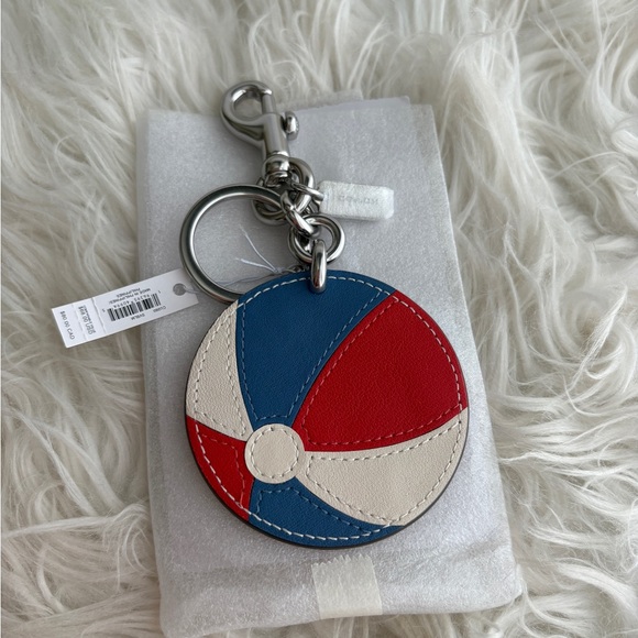 Coach | Bags | Coach Beach Ball Cream Leather Keychain Nwt | Poshmark